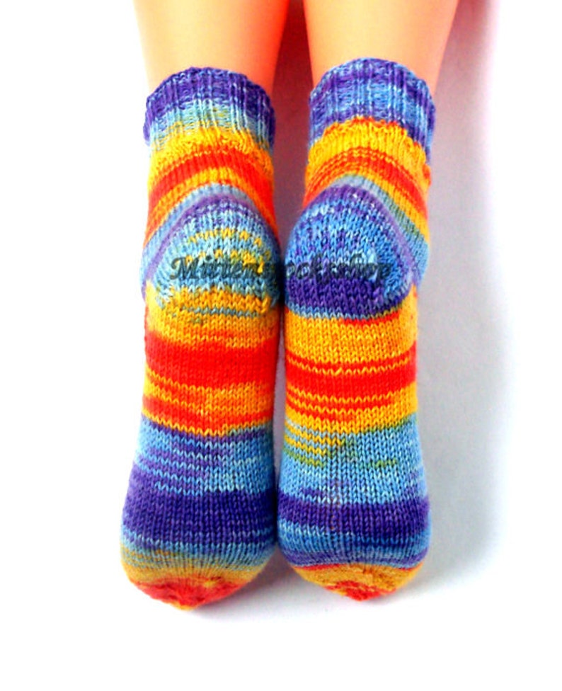 Orange Blue Yellow Hand Knit Socks, Warm Socks, Bright Orange Blue ...