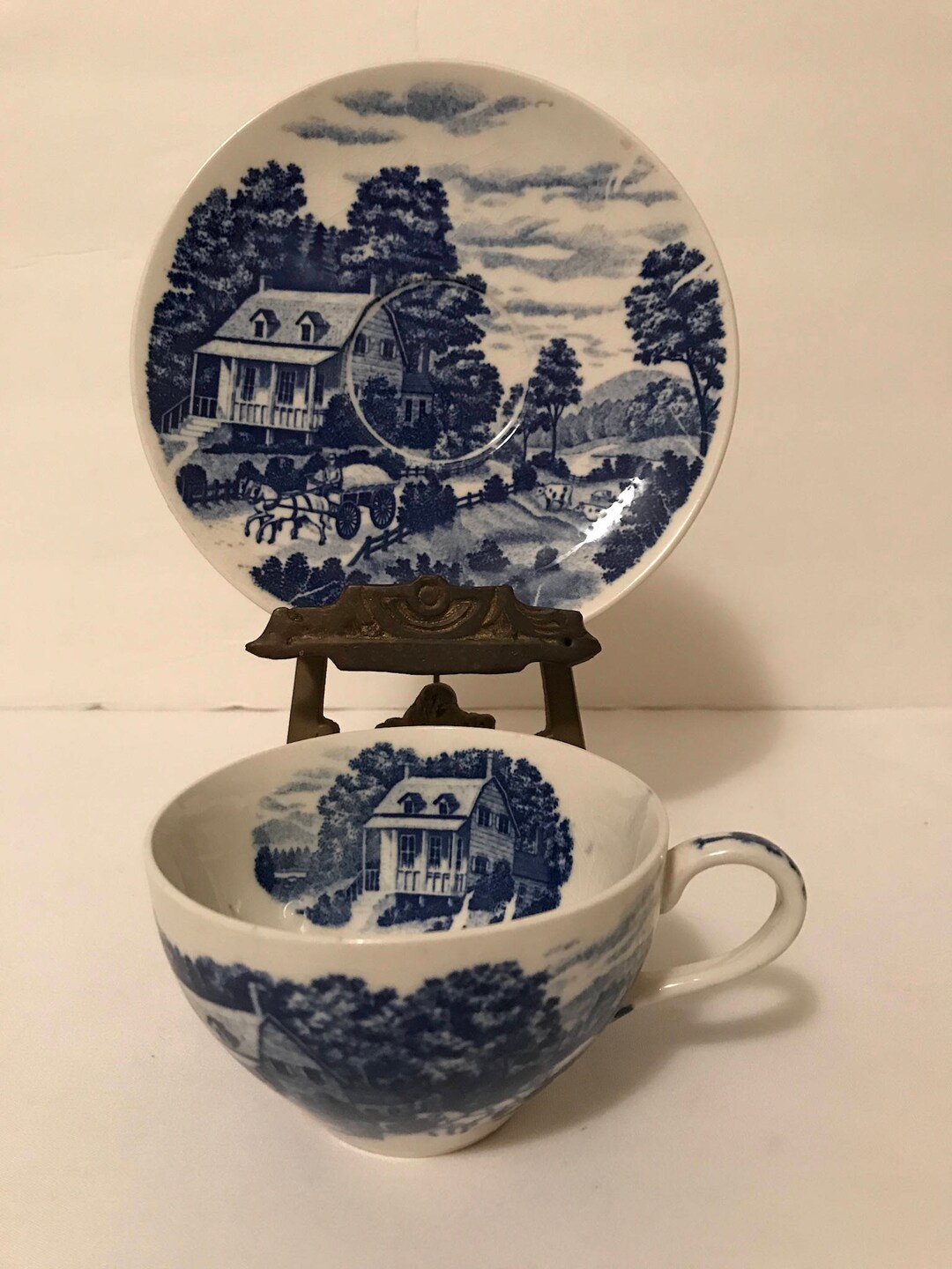 NASCO Homestead Cup and Saucer: Hand-painted Farm Scene, Made in Japan ...