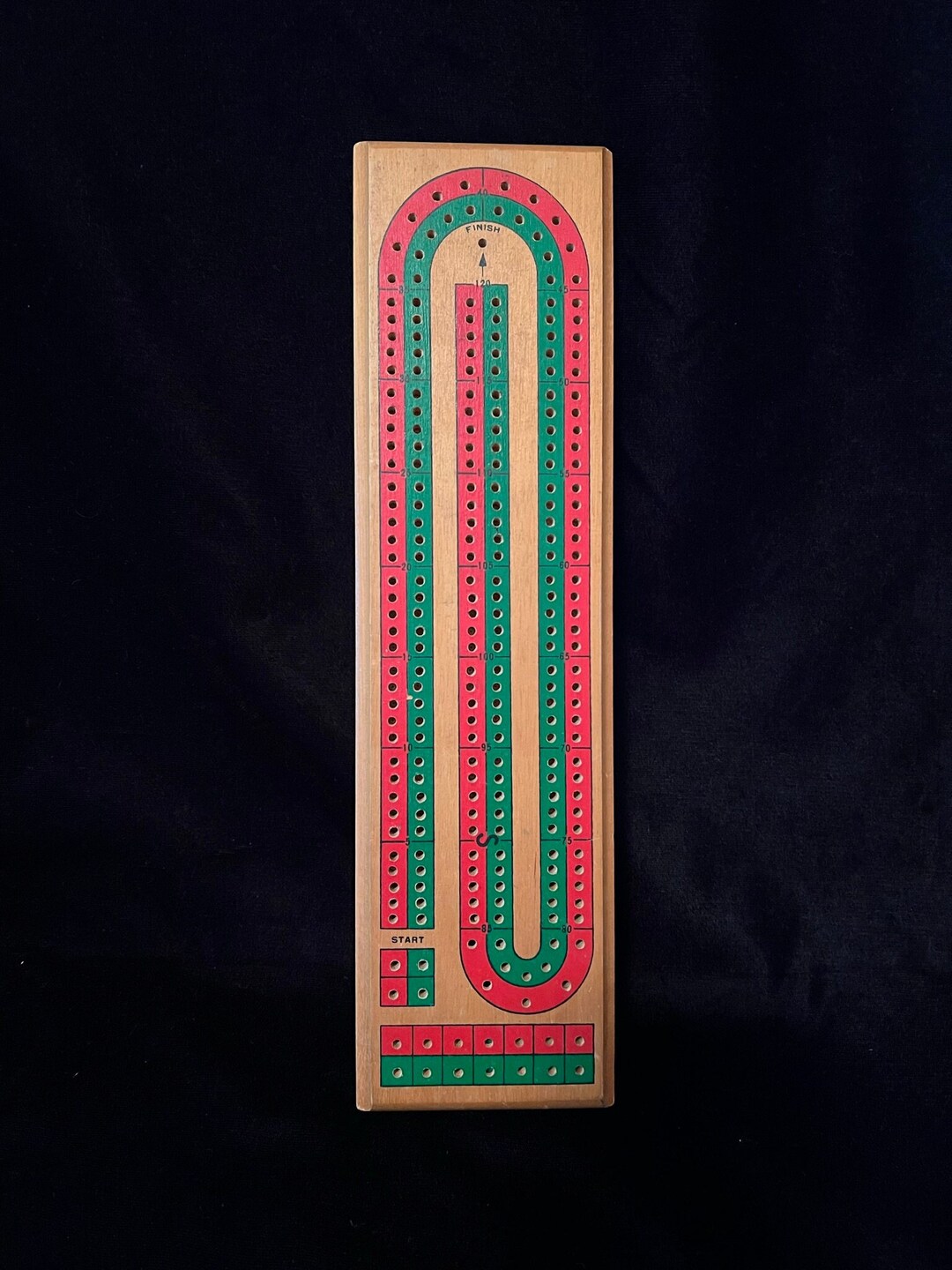 Vintage Wooden 2 Track Cribbage Board, Back Compartment With Metal ...