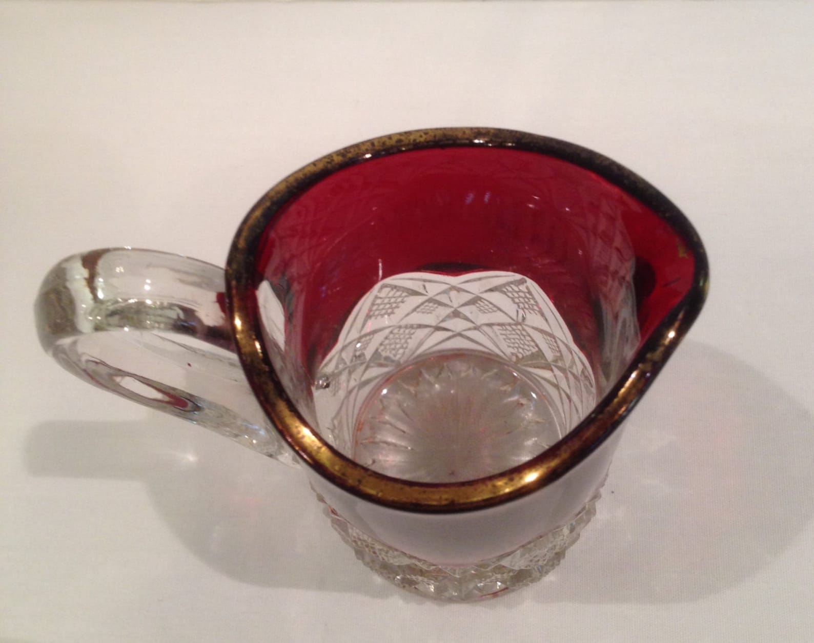 Ruby Red Flash and Crystal Pitcher With Gold Rim - Etsy