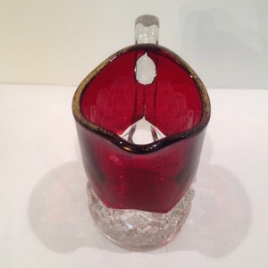 Ruby Red Flash and Crystal Pitcher With Gold Rim, Vintage,souvenir ...