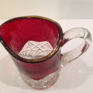 Ruby Red Flash and Crystal Pitcher With Gold Rim, Vintage,souvenir ...