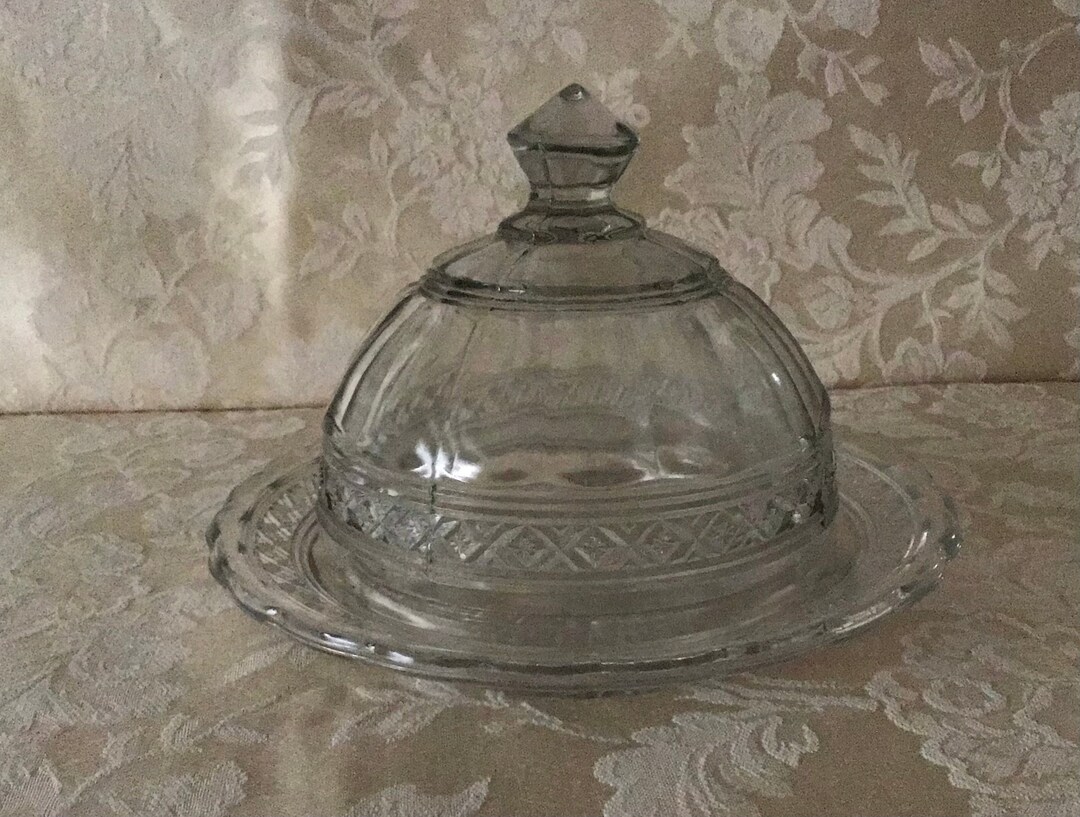Indiana Glass EAPG Crystal Butter Dish & Bosworth Dome, Star Band ...