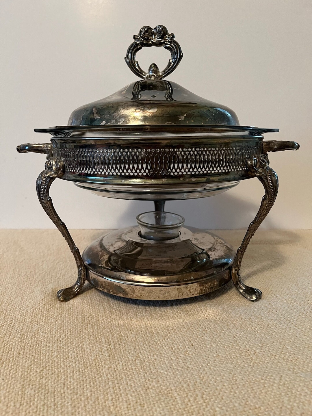 Regal Silver Plate Chafing Dish Vintage Marinex Glass Bowl - Etsy