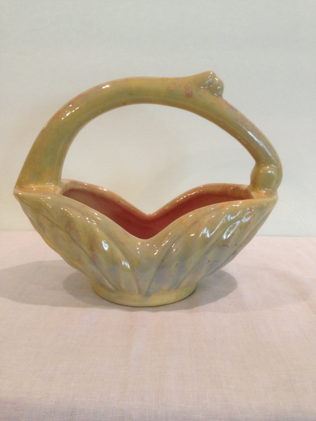 Vintage Lawton Gonder Pottery Basket: Yellow Art Pottery, H-39 - Etsy