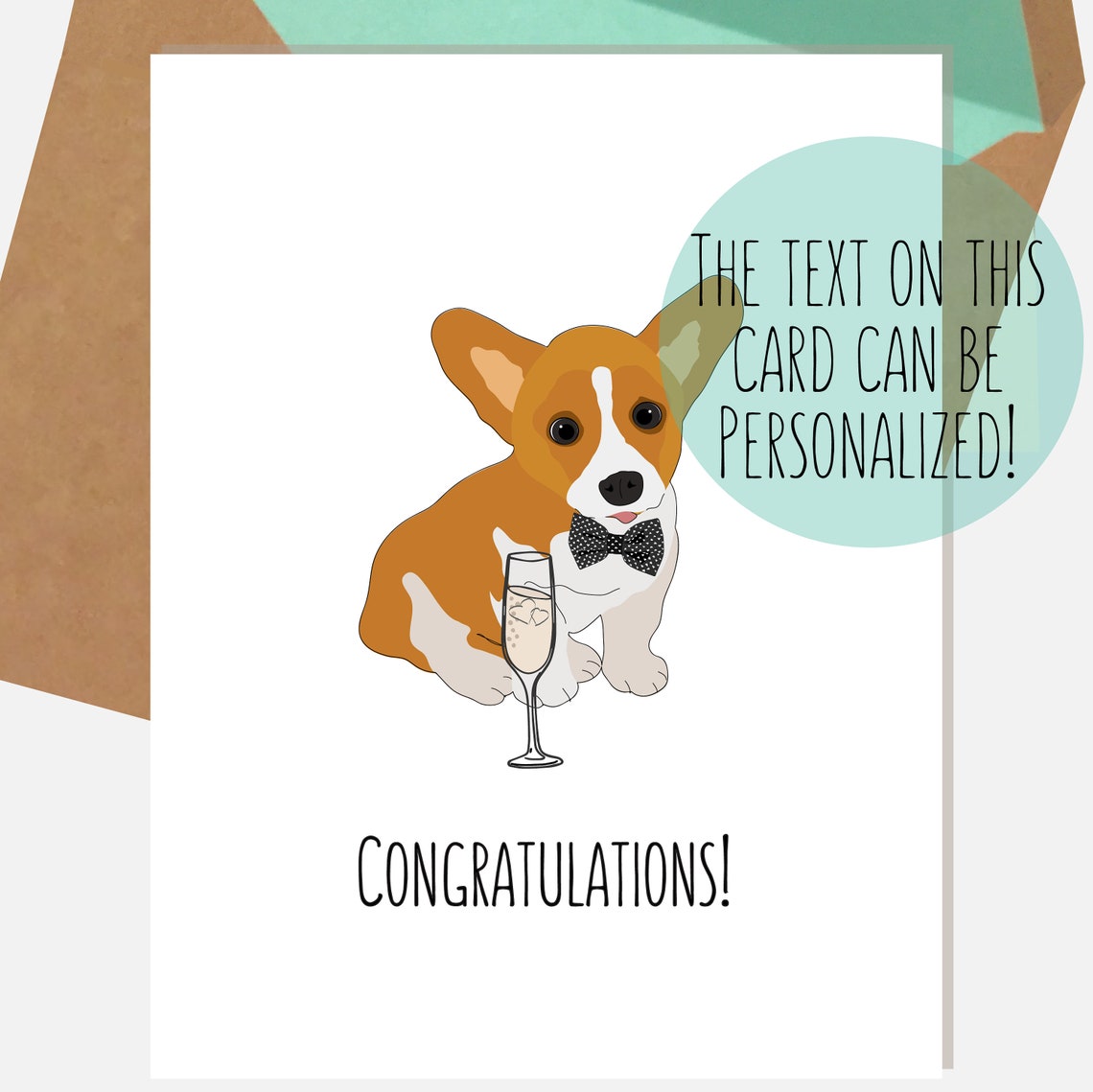 Corgi Welsh Card Wedding Card Congratulations - Etsy