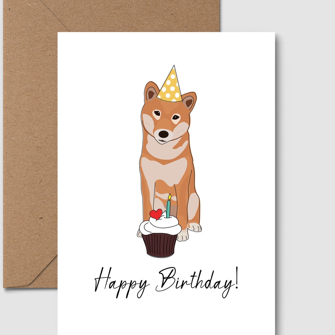 Shiba Inu Birthday Card | Personalized Dog Cards - Etsy