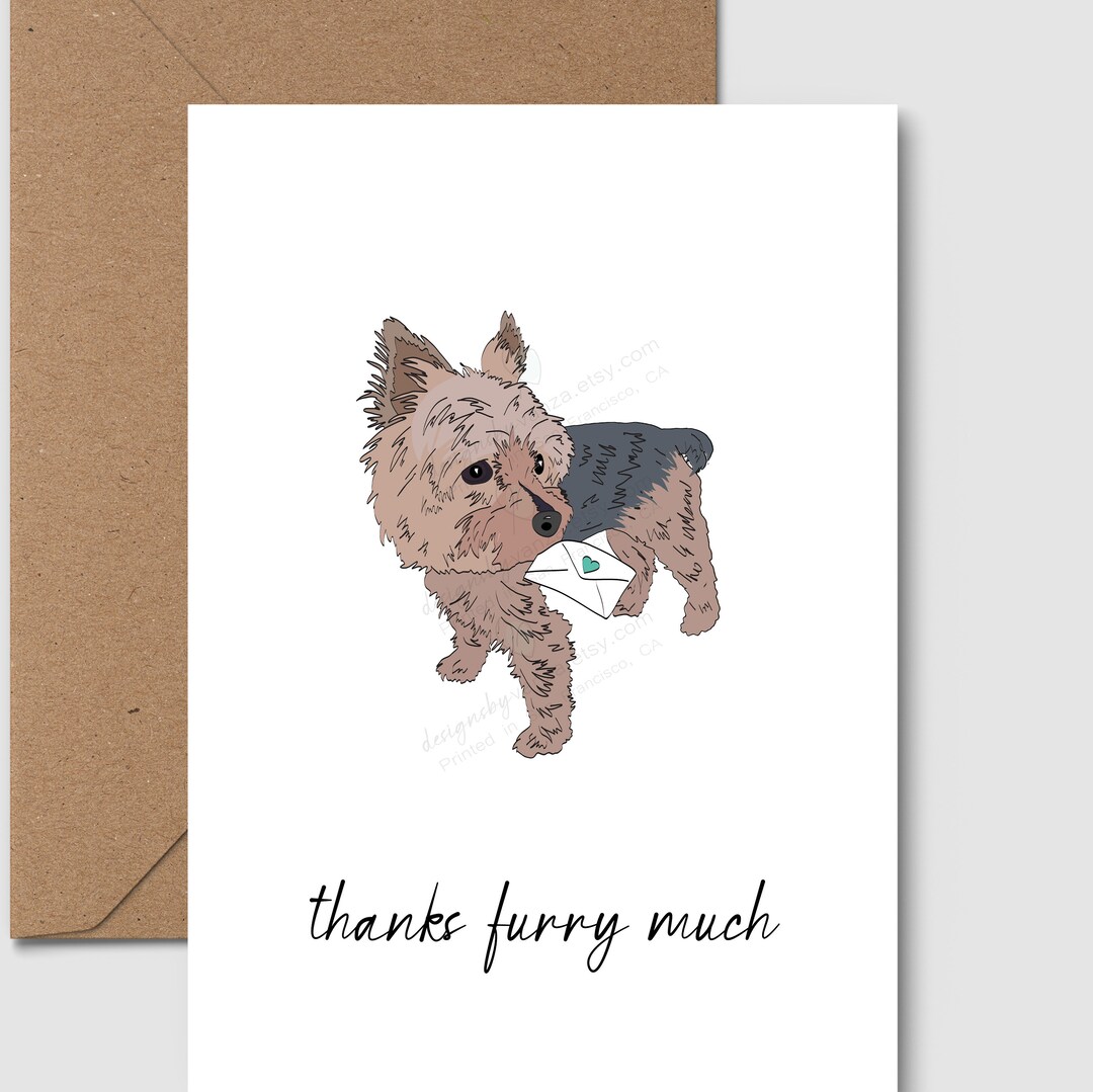 Yorkshire Terrier Thank You Card | Thanks Furry Much | Personalized ...