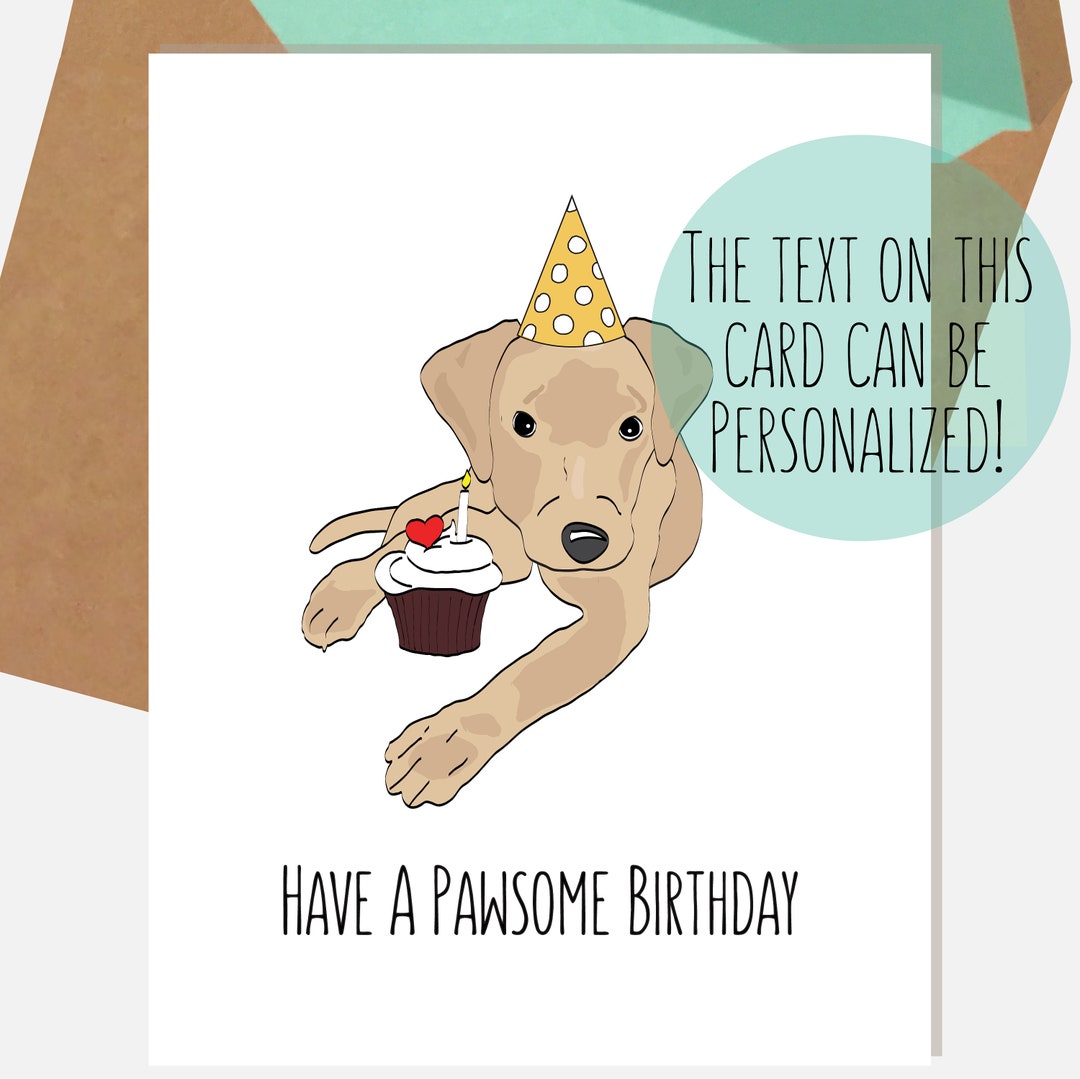 Yellow Lab Birthday Card | Pawsome Birthday - Etsy