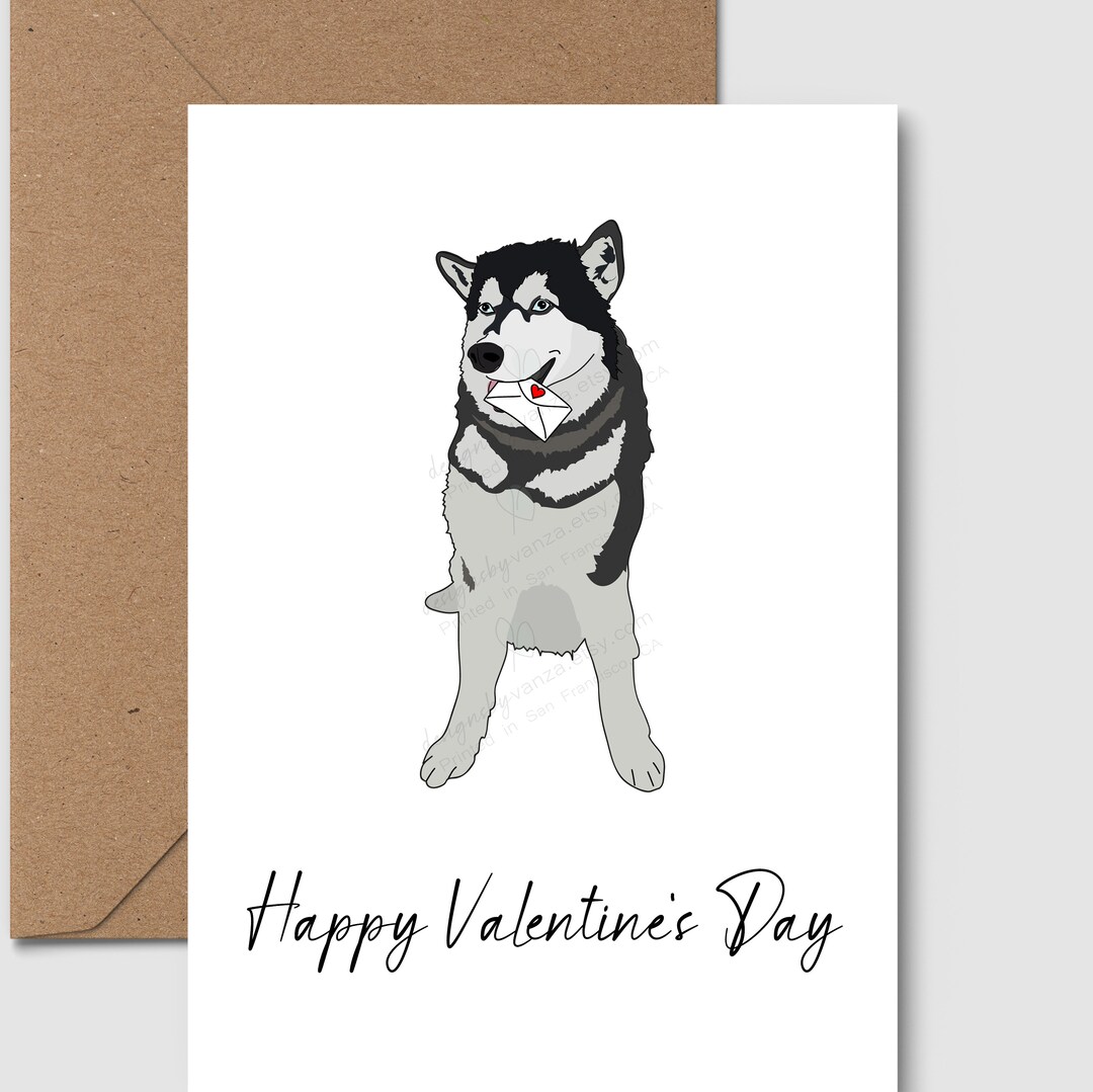 Siberian Husky Valentines Card | Happy Valentine's Day | Personalized ...
