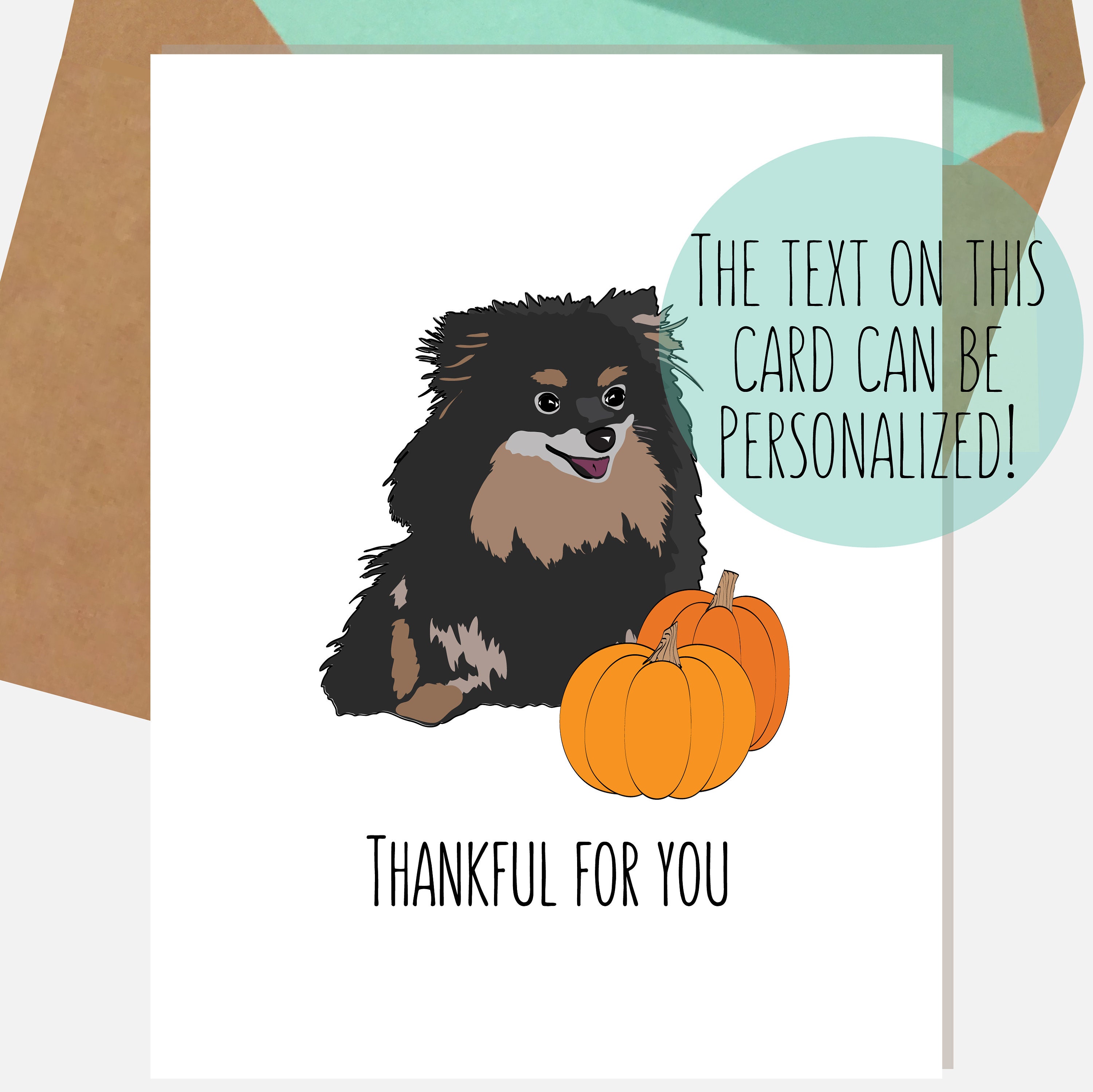 Pomeranian Thanksgiving Card BLACK Pomeranian Thankful For | Etsy