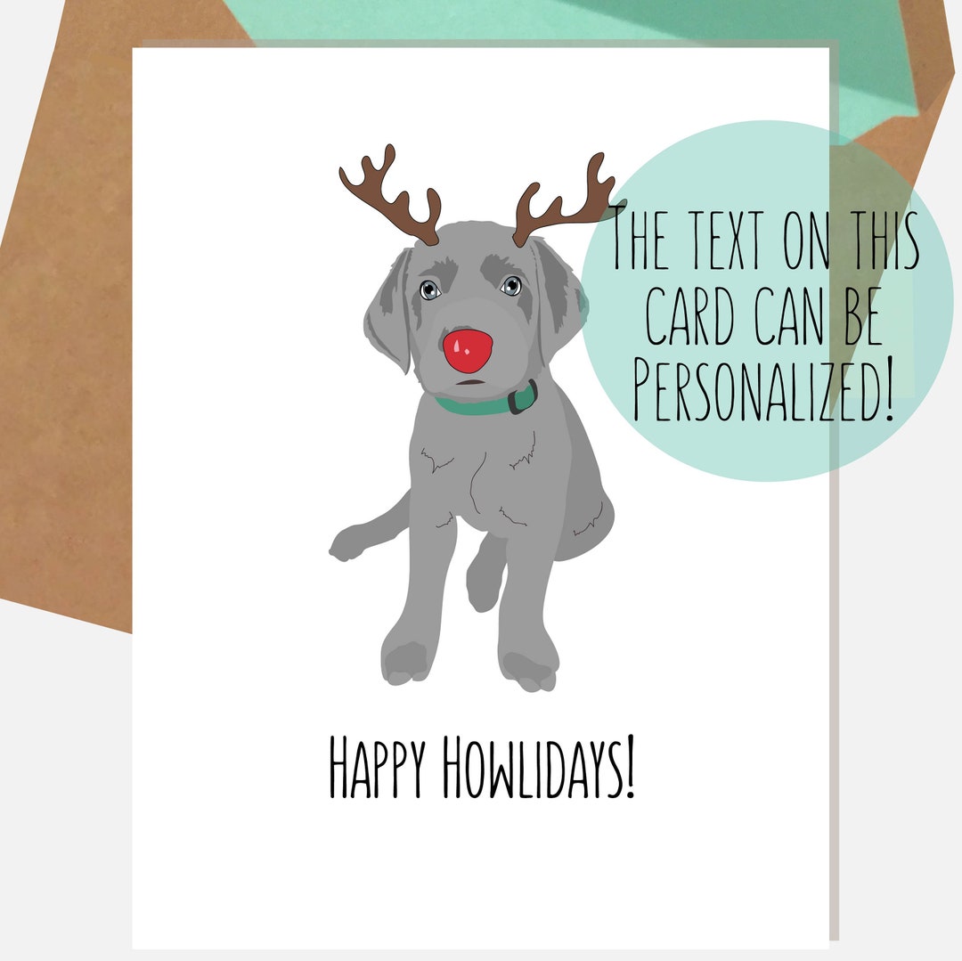 Labrador Puppy Holiday Card | Labrador Puppy Card | Happy Howlidays! - Etsy