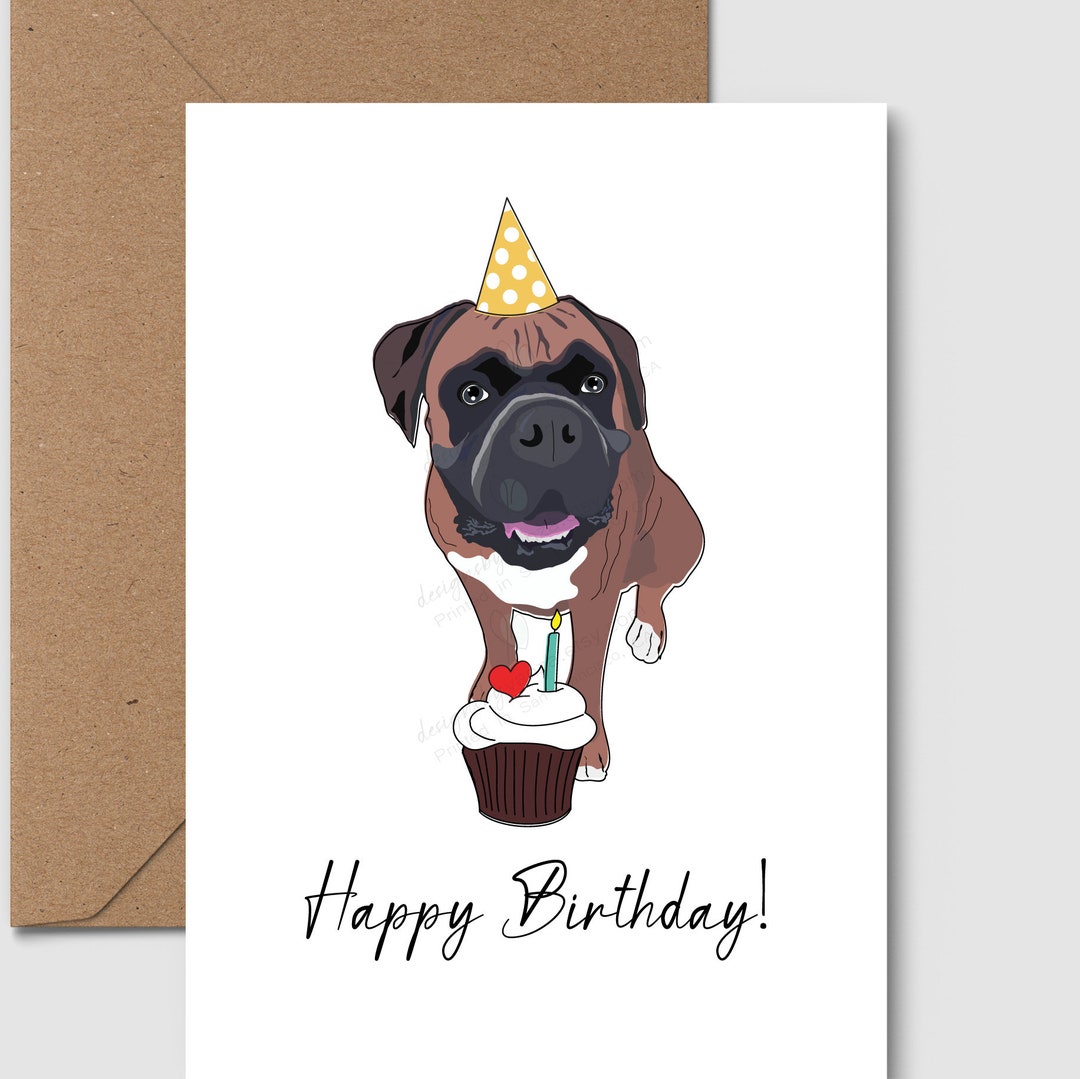 Boxer Birthday Card | Happy Birthday | Personalized Dog Cards - Etsy