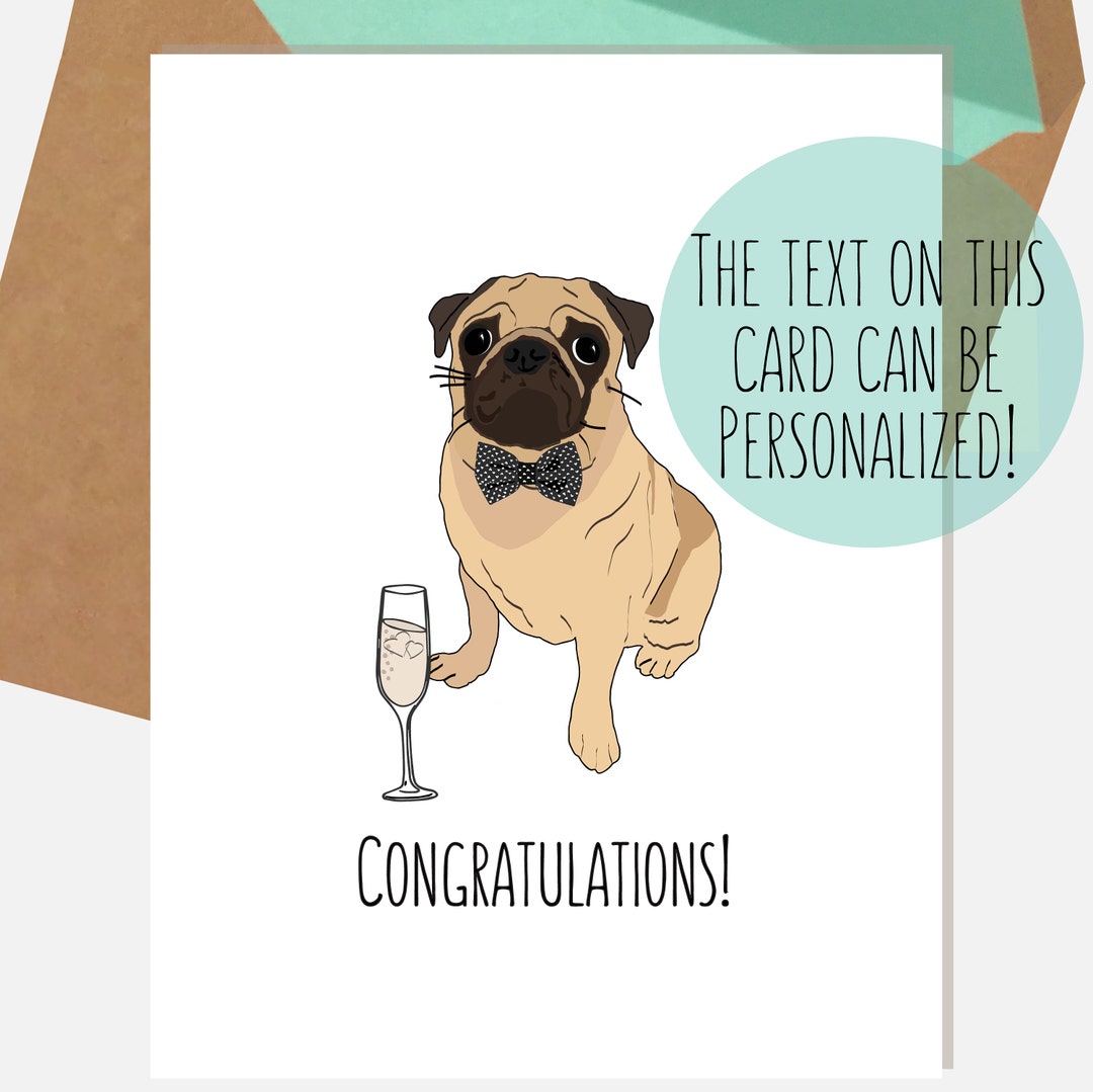 Pug Card | Wedding Card | Congratulations - Etsy