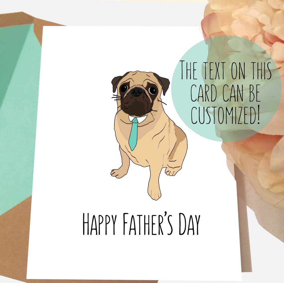 Pug Card Dog Dad Birthday Card Happy Father's Day | Etsy