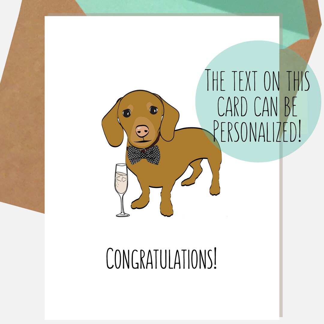 Dog Wedding Cards | Dachshund Card | Wiener Dog | Congratulations - Etsy