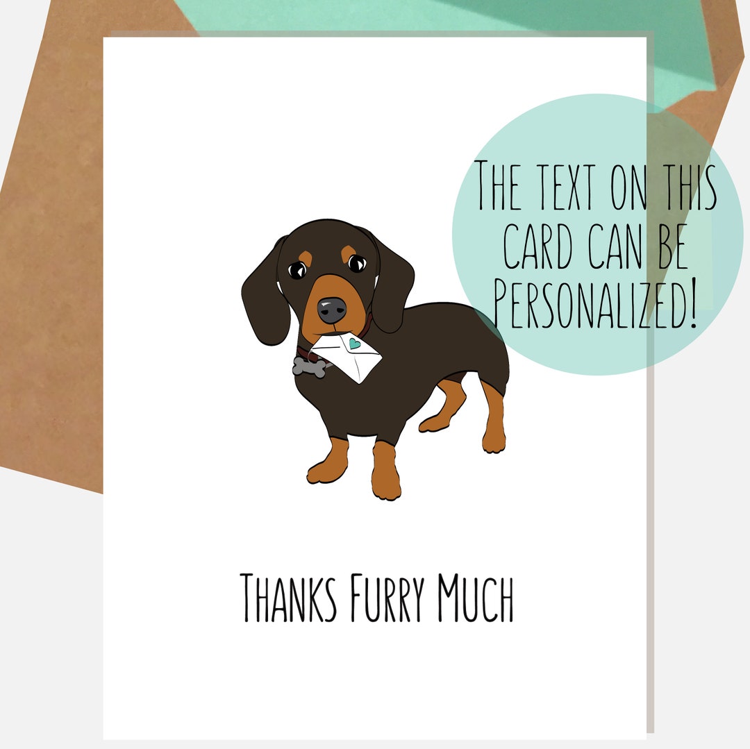 Dachshund Thank You Card Thanks Furry Much Wiener Dog - Etsy