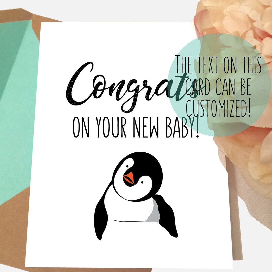 Penguin Baby Shower Card Congrats On Your New Baby Baby Shower Gift ...