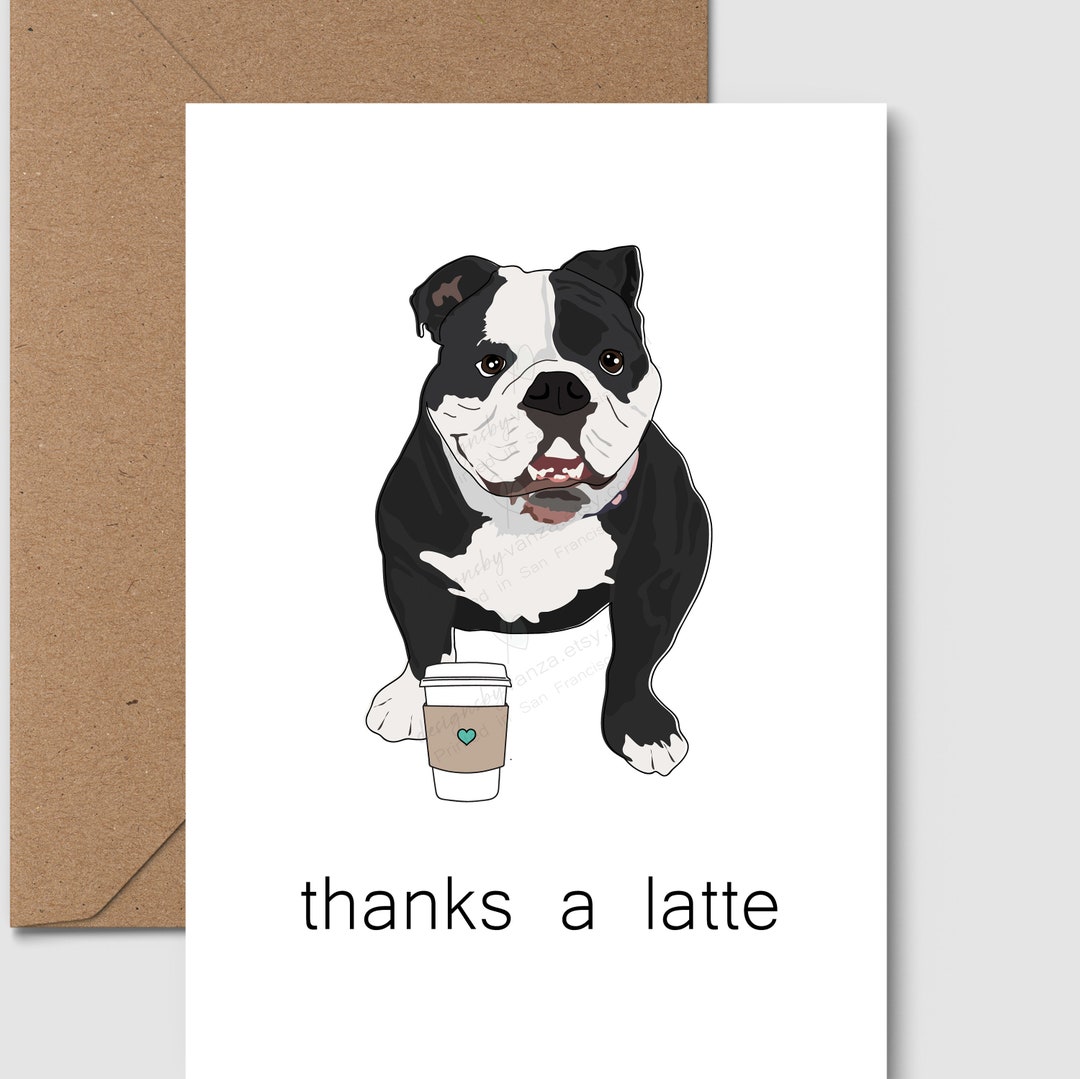 Black & White English Bulldog Thank You Card | Thanks a Latte ...