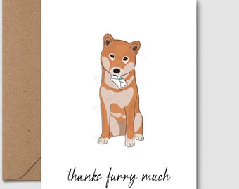 Funny Thank You Card such Thanks Doge Card, Shiba Inu Greeting Card ...