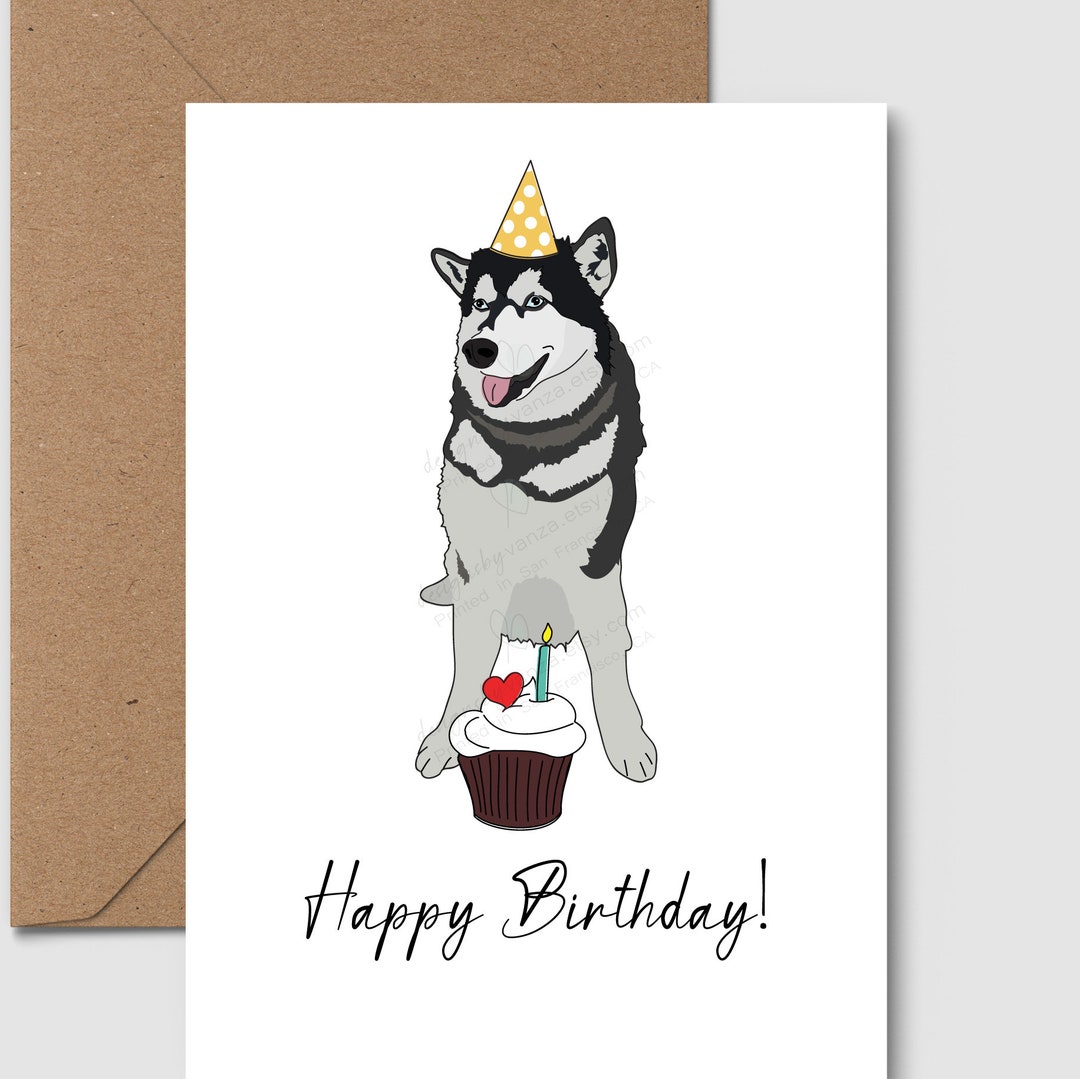 Siberian Husky Card | Happy Birthday! | Personalized Dog Cards - Etsy