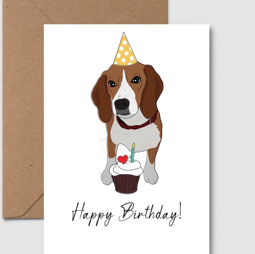 Beagle Birthday Cards | Happy Birthday | Personalized Dog Cards - Etsy