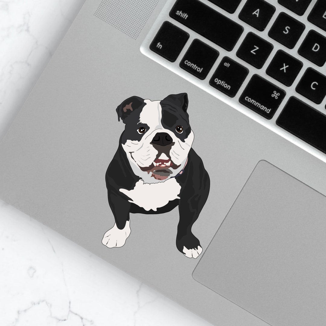Bulldog Vinyl Sticker | Black and White Bulldog | Laptop Decal - Etsy