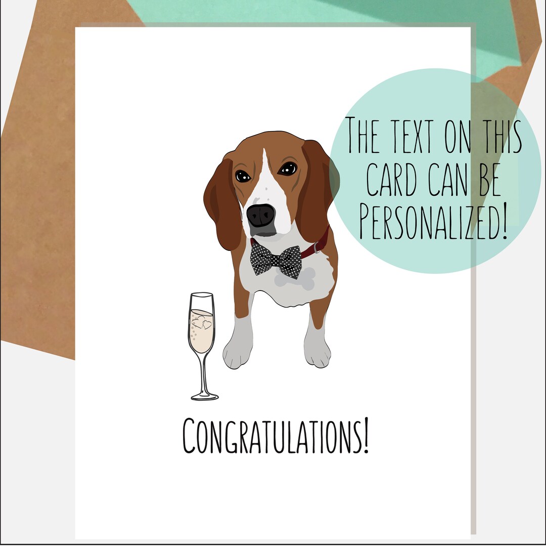 Beagle Wedding Card | Congratulations | Dog Card - Etsy