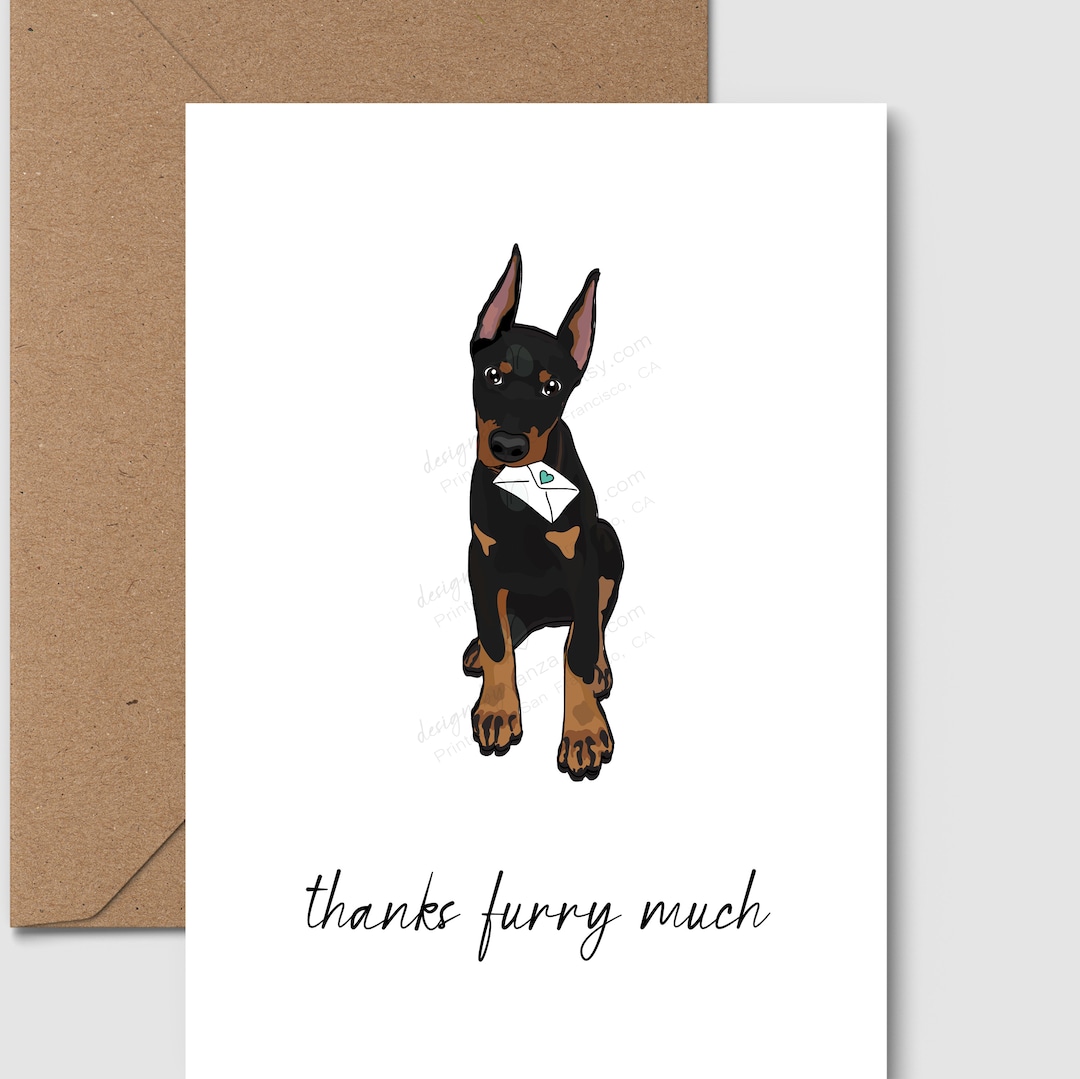 Doberman Thank You Card | Personalized Dog Cards - Etsy