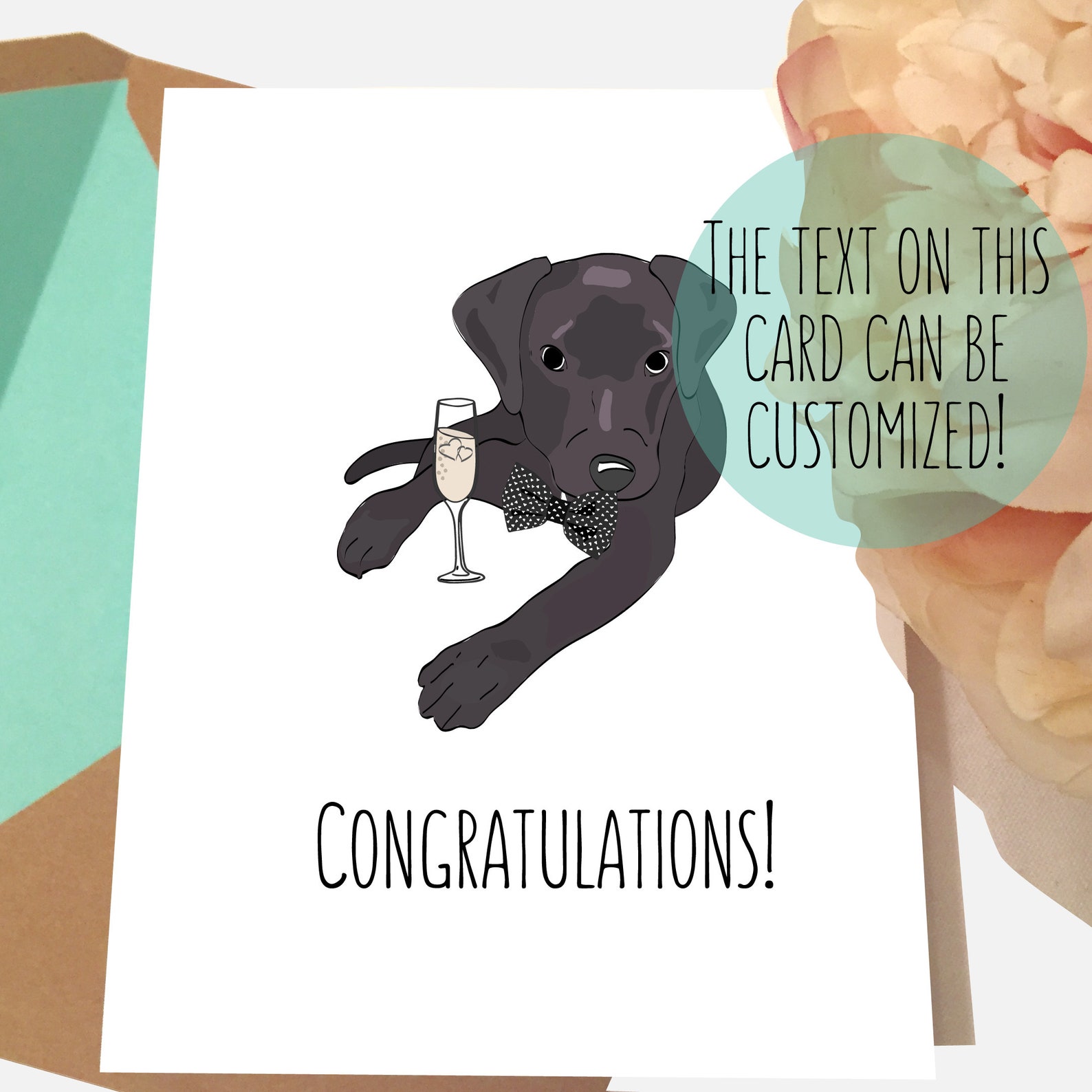 Black Labrador Wedding Cards Congratulations Custom Dog - Etsy