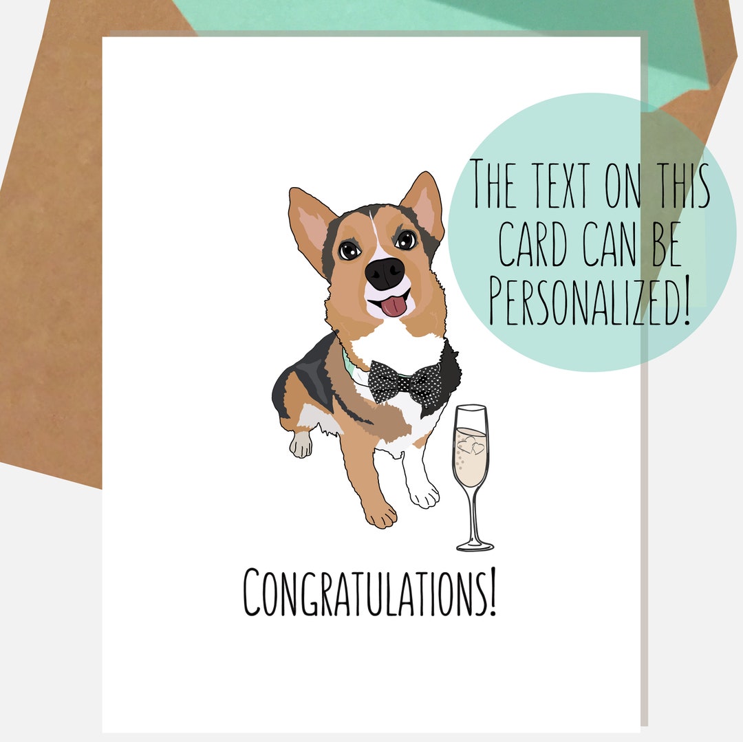 Tri-color Corgi Card | Wedding Card | Congratulations | Personalized ...
