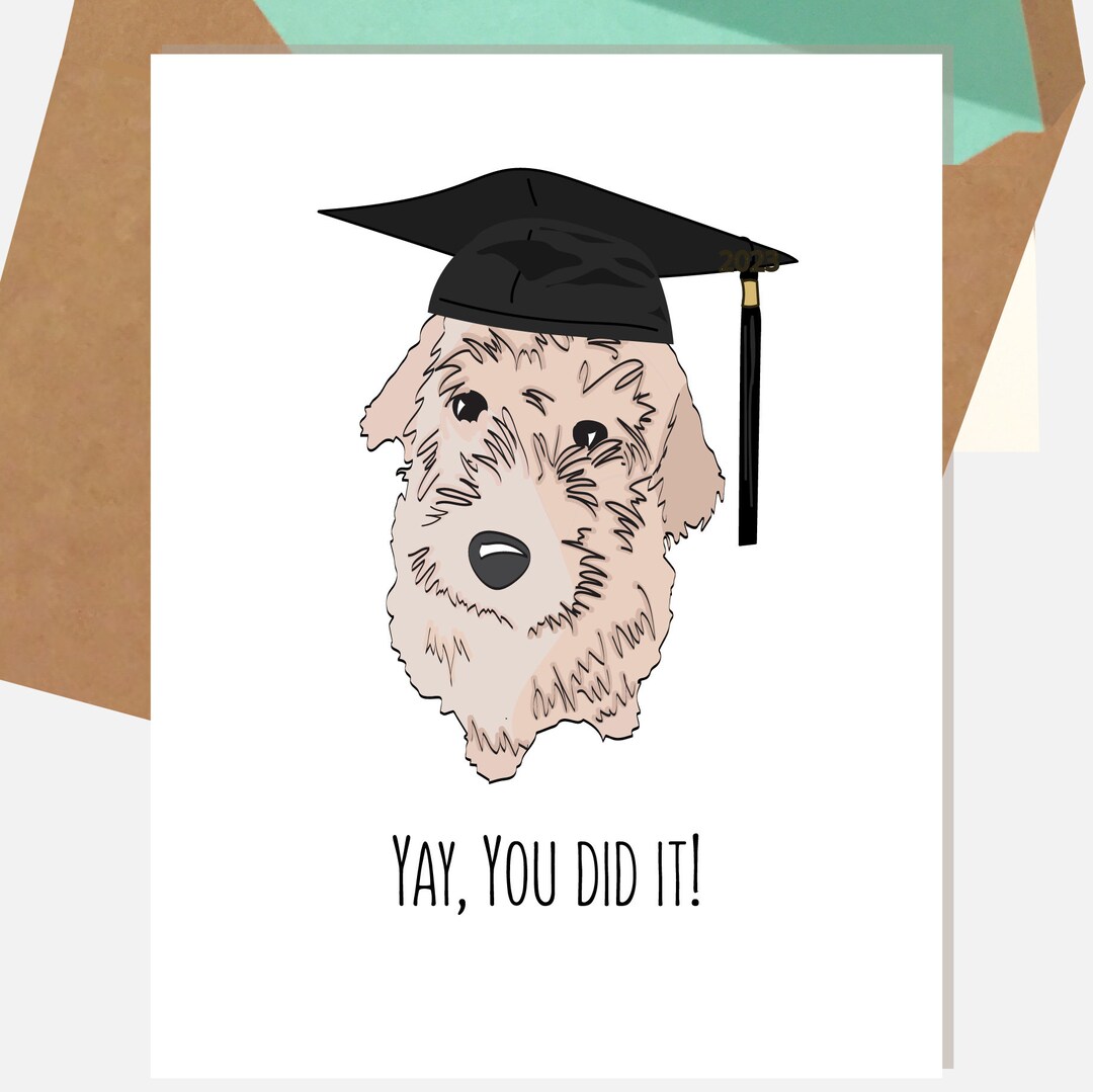 Doodle Dog Graduation Card | Yay, You Did It! | Congrats Grad - Etsy