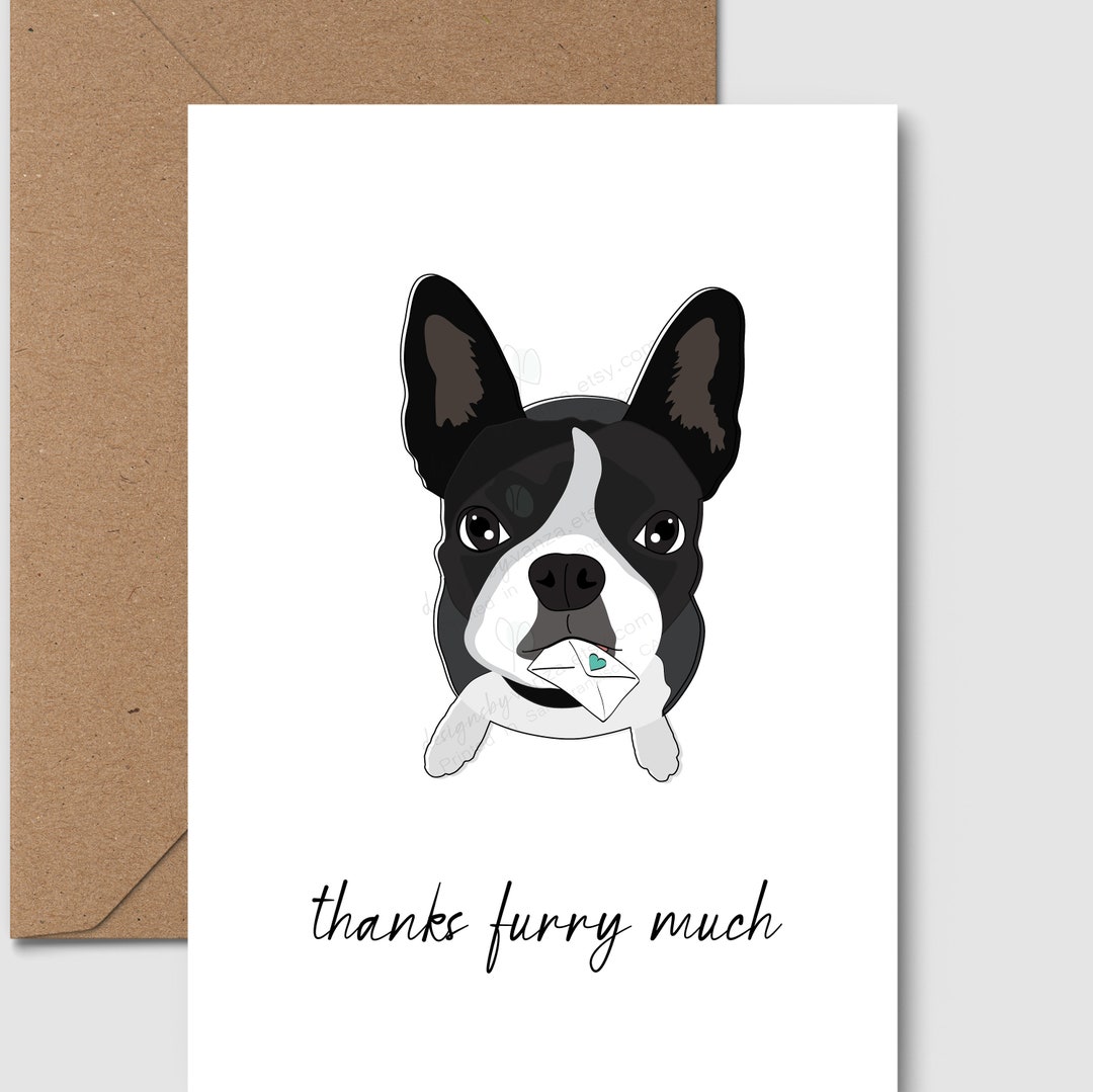 Boston Terrier Thank You Cards | Thanks a Latte | Custom Dog Card - Etsy