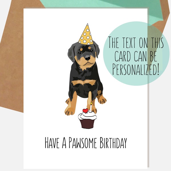 Rottweiler Happy Birthday Card - Etsy