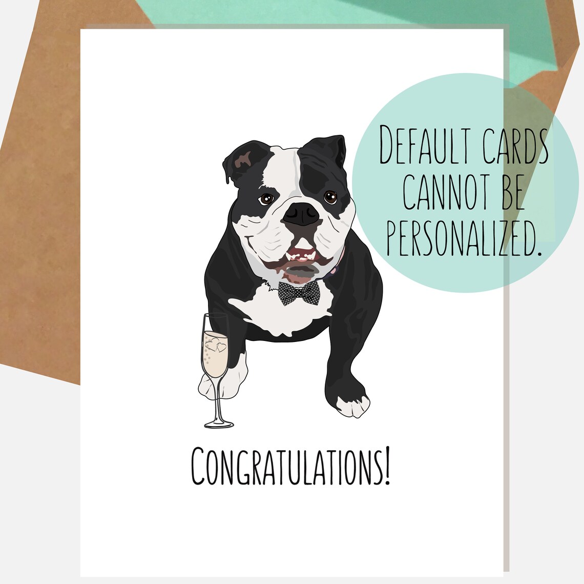 English Bulldog Card | Wedding Card | Congratulations | Personalize Dog ...