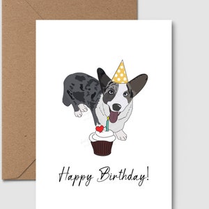 Dog Birthday Cards | Blue Merle Corgi Card | Happy Birthday! - Etsy