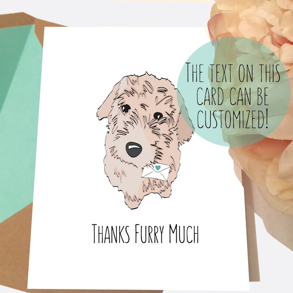 GOLDEN Doodle Thank You Card Thanks Furry Much | Etsy