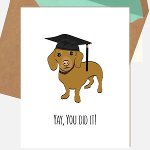 Dachshund Dog Graduation Card | Congrats Grad | Yay, You Did It! - Etsy