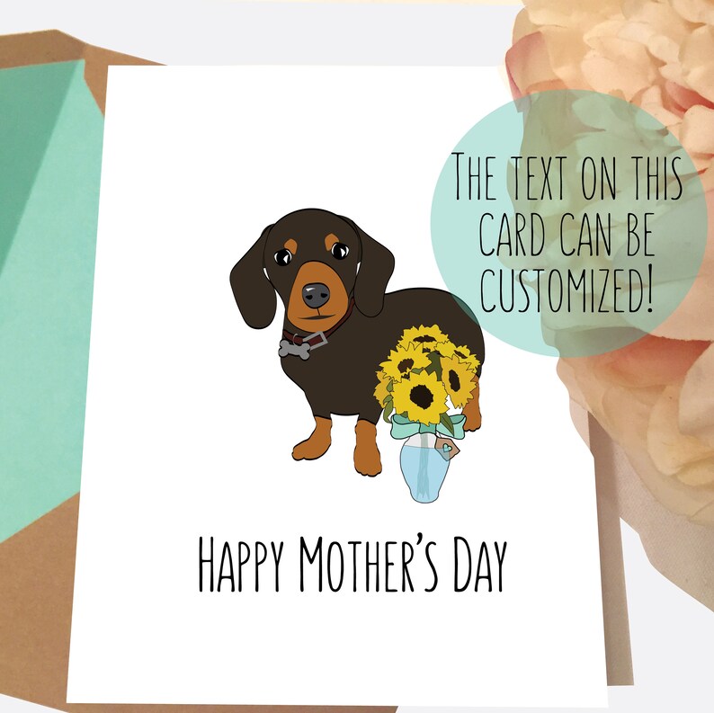 Dog Mom Birthday Card Dachshund Card Happy Mother's - Etsy