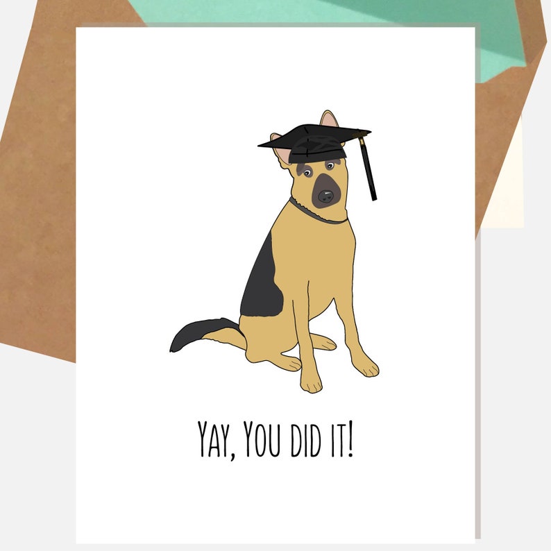 German Shepherd Dog Graduation Card Congrats 2021 Grad - Etsy
