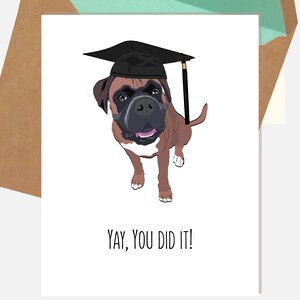 Boxer Dog Graduation Card | Congrats 2023 Grad | Yay, You Did It! - Etsy