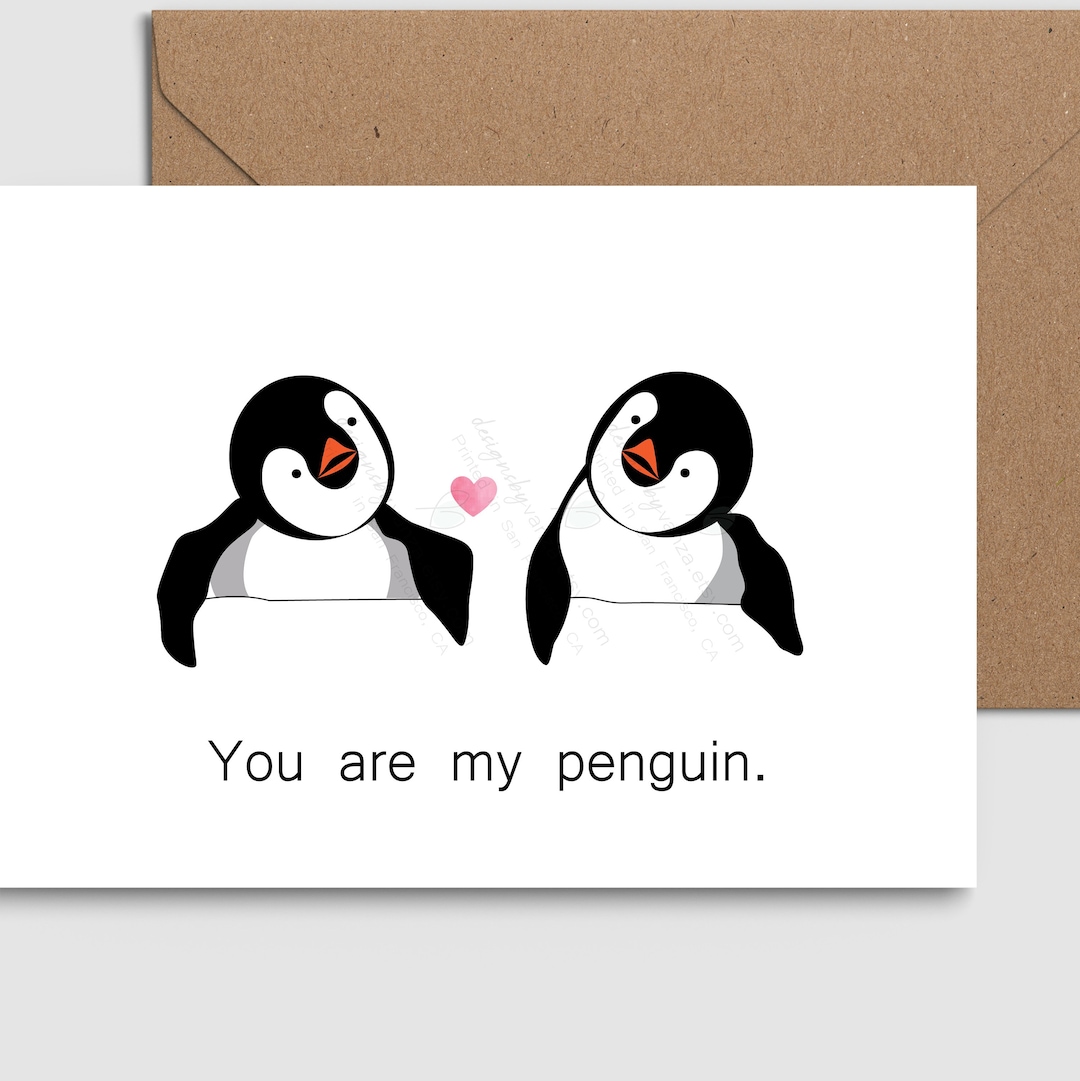 Penguin Card | You Are My Penguin | Cute Valentines Day Card - Etsy