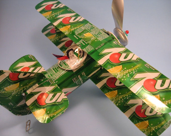 7 up Soda Can Airplane Handcrafted-wind Spinner-sun Catcher-air Plane ...