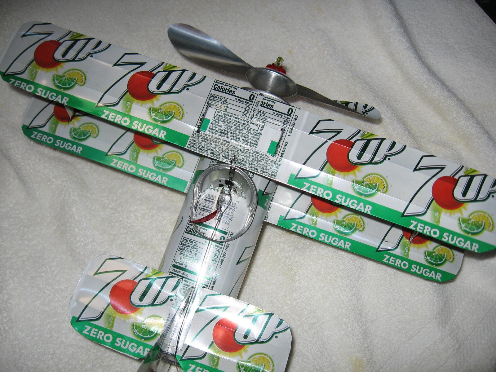 7-up Zero Sugar Soda Can Airplane Handcrafted-wind Spinner-sun Catcher ...