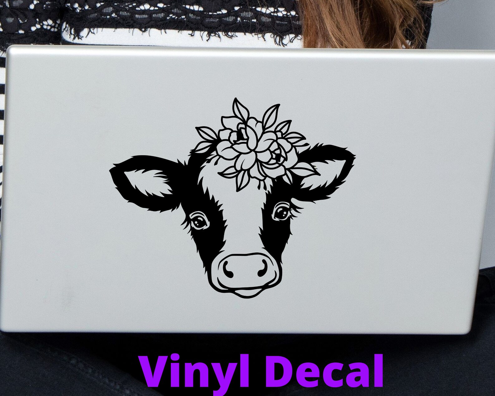 Cute Floral Cow Decal Tumbler Decal Car Decals Cup Decal - Etsy