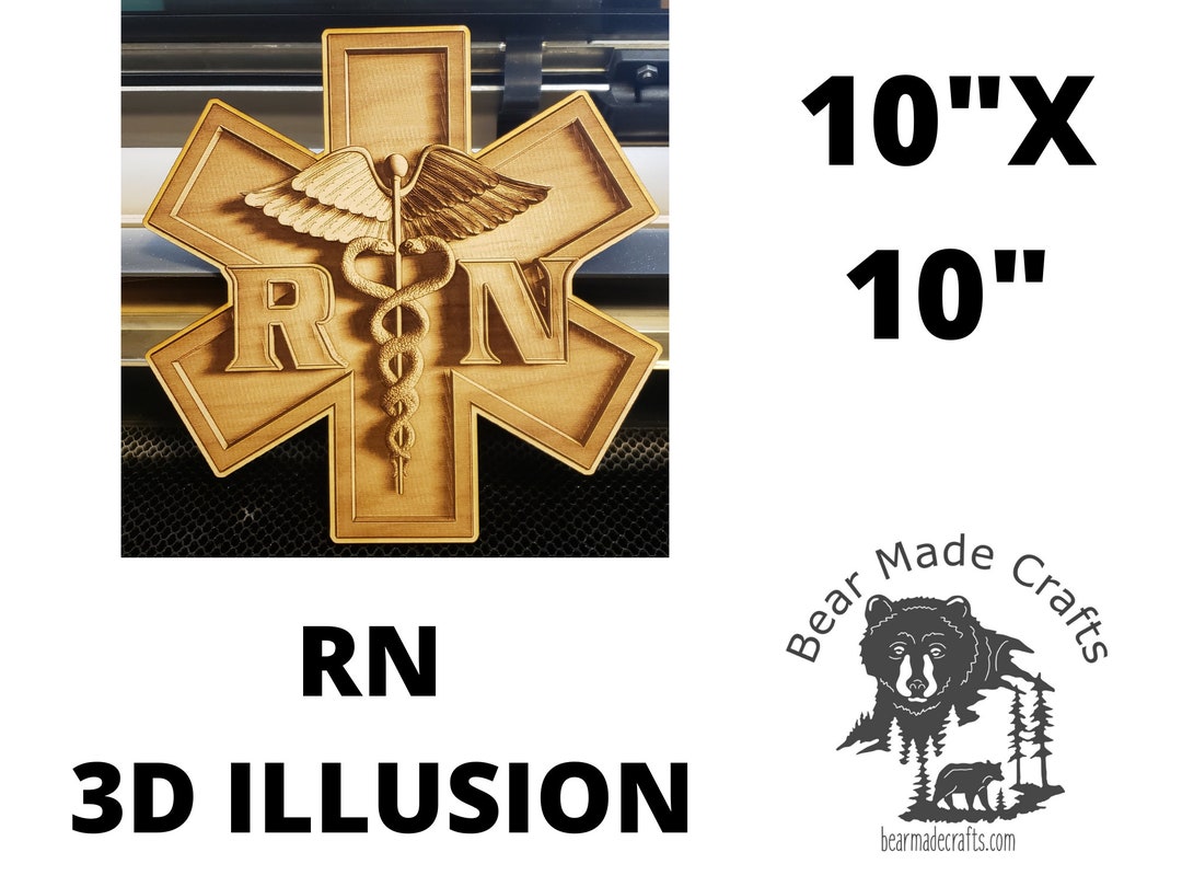 RN 2D Wood Sign (3D Illusion), Nurse Sign, Home Decor, 3d Illusion Sign ...