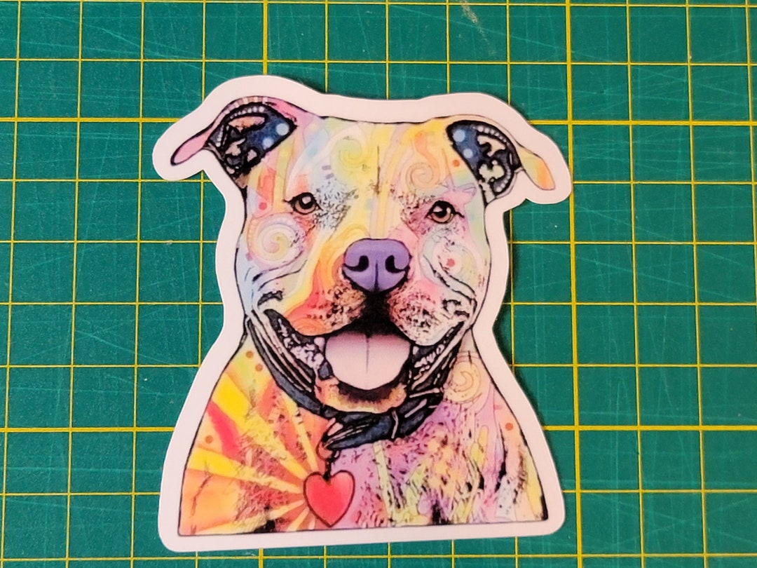 Colorful Pitbull Sticker, Dog Lover, Water Resistant Sticker, Colorful ...