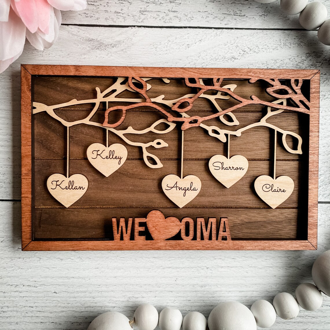 Hanging Hearts Personalized Family Sign up to 50 Names Family | Etsy