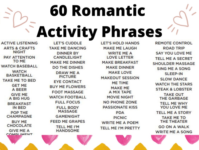 Romantic Activity Tokens Valentines Gift for Couples Gifts - Etsy