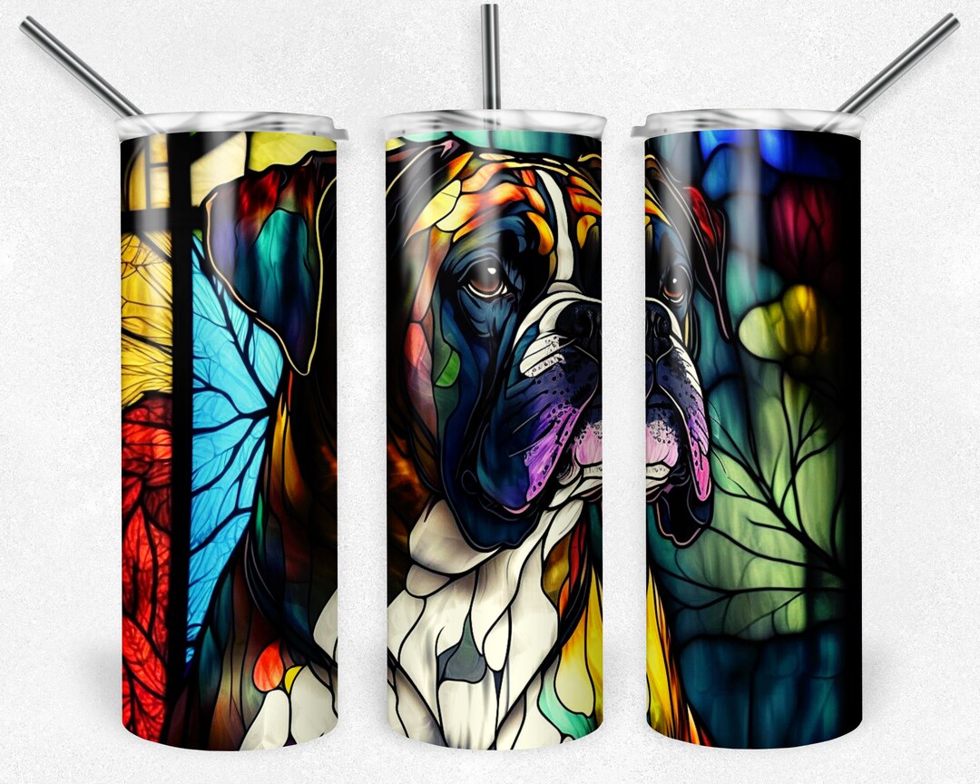 Stained Glass Boxer 20 Oz Skinny Tumbler, Beautiful Boxer Tumbler ...